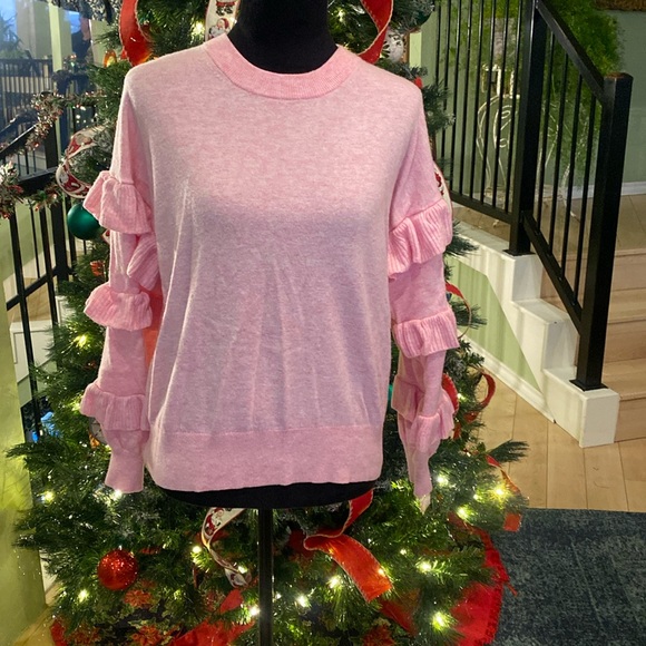 J. Crew | Sweaters | J Crew Pink Ruffled Sweater | Poshmark
